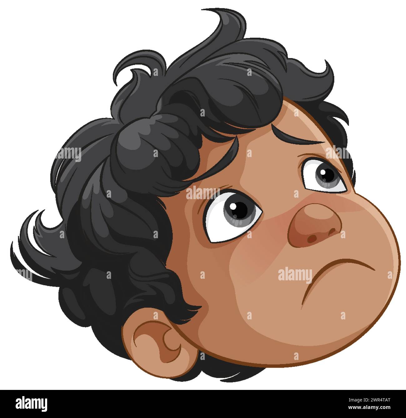Cartoon of a thoughtful young boy looking up Stock Vector Image & Art ...