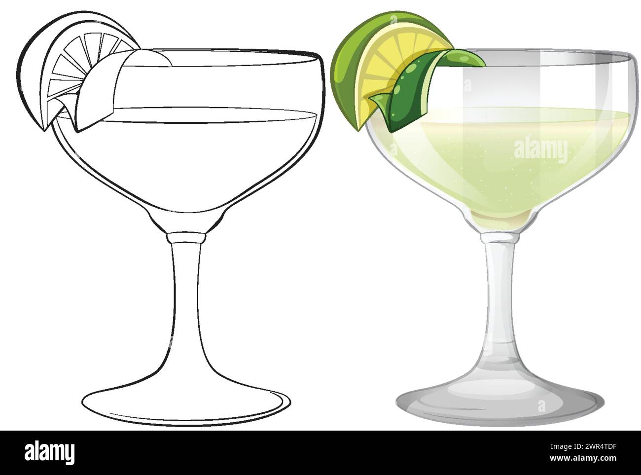 Vector illustration of a cocktail glass with lime Stock Vector Image ...