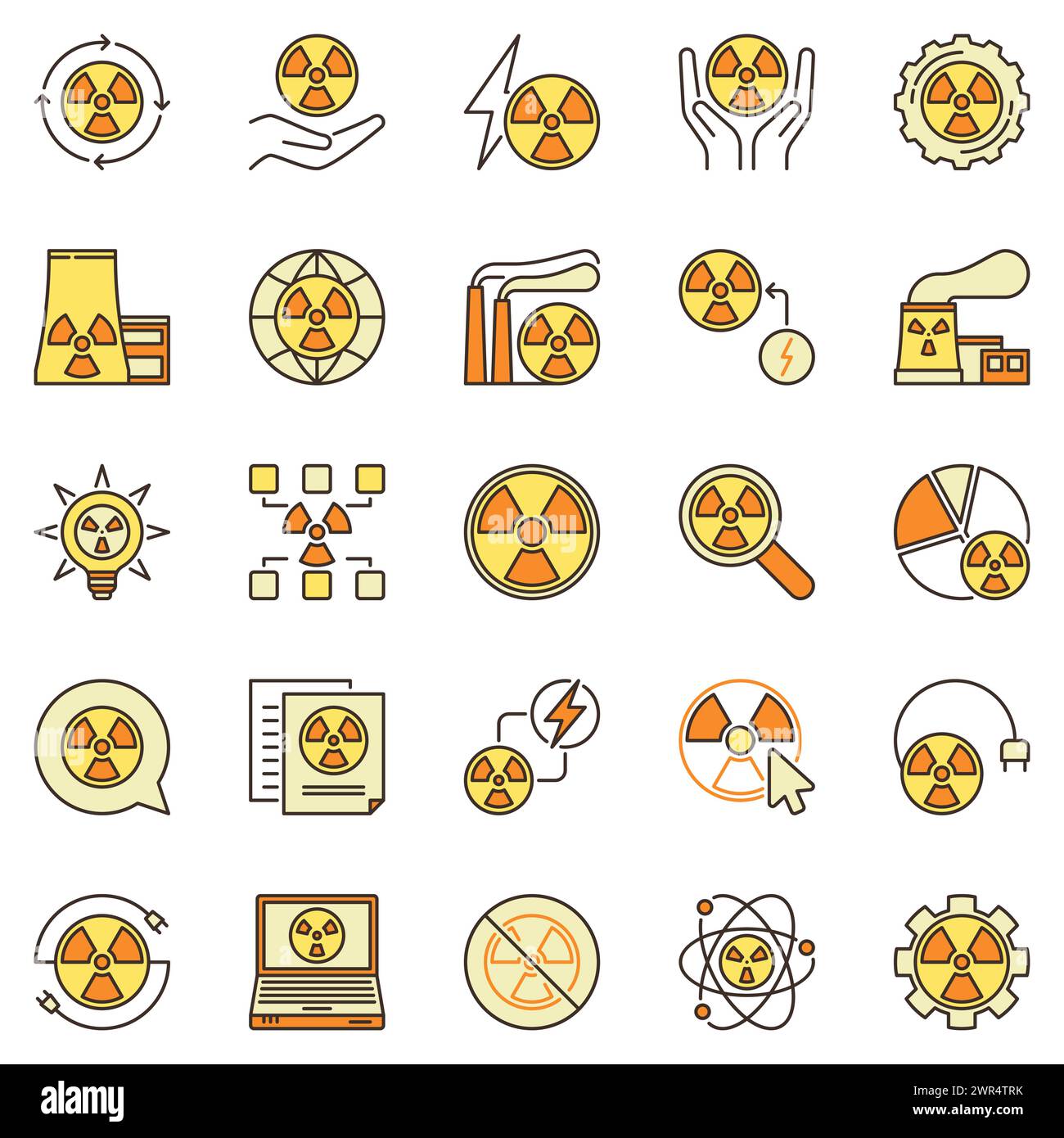Nuclear Power colored icons set. Radiation and Radioactive concept vector creative symbols Stock ...