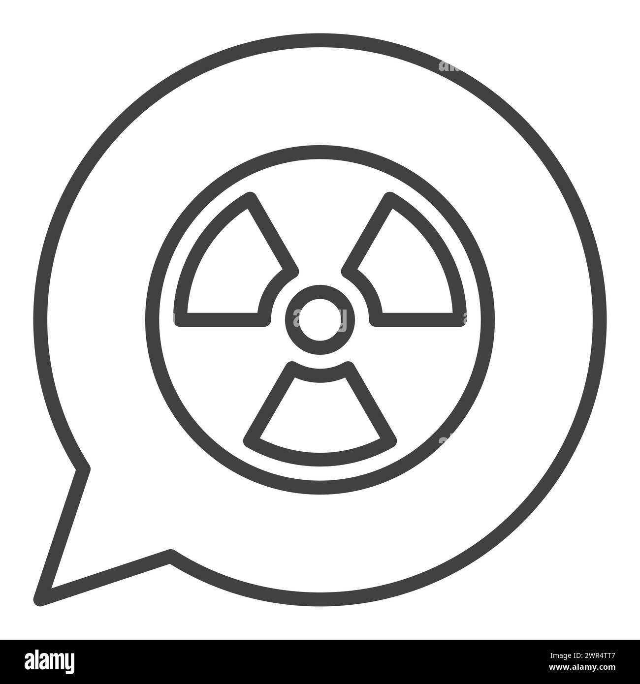 Speech Bubble with Round Radiation symbol vector concept thin line icon ...