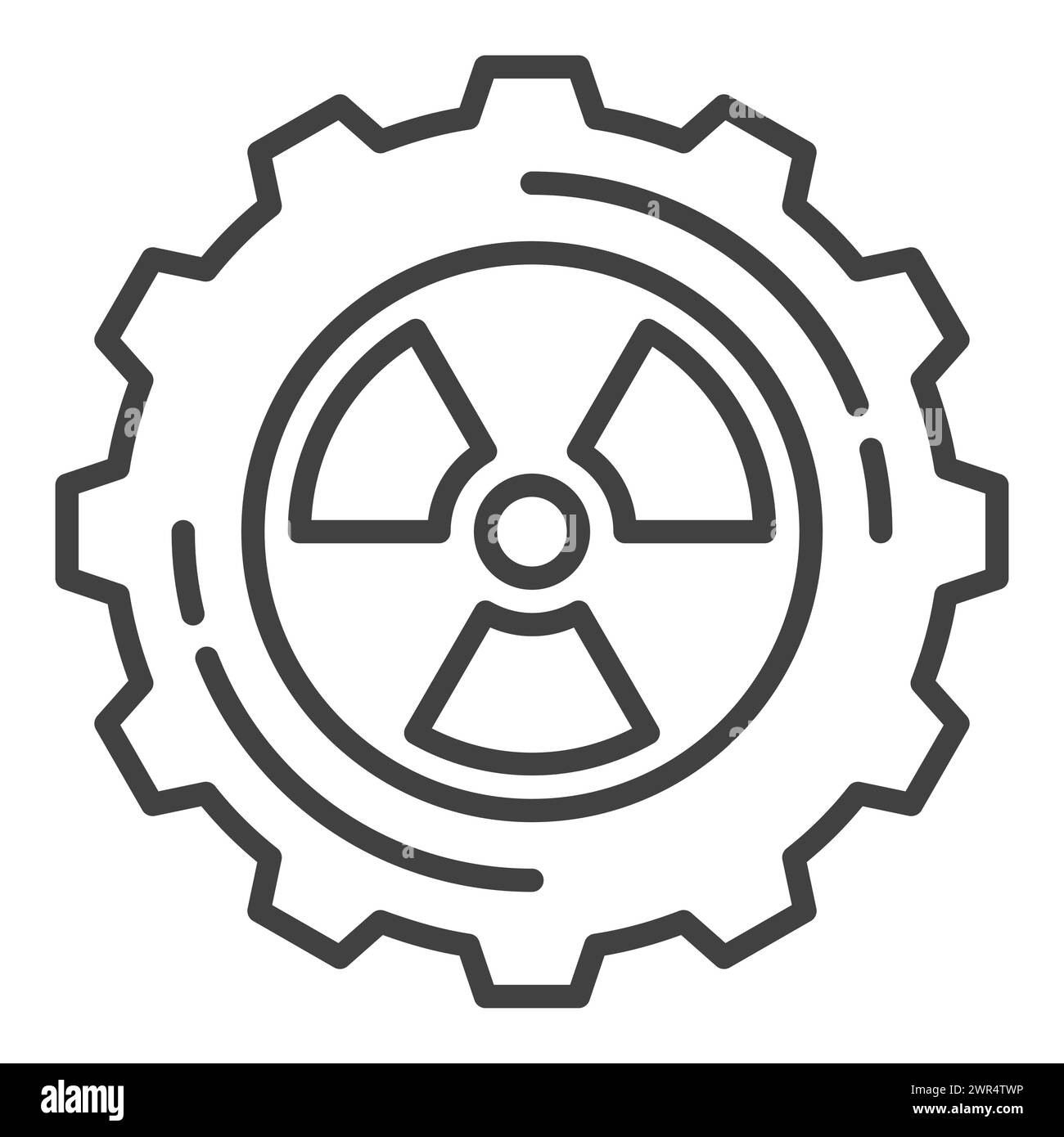 Cog Wheel with Radiation sign Nuclear Energy concept thin line icon or ...
