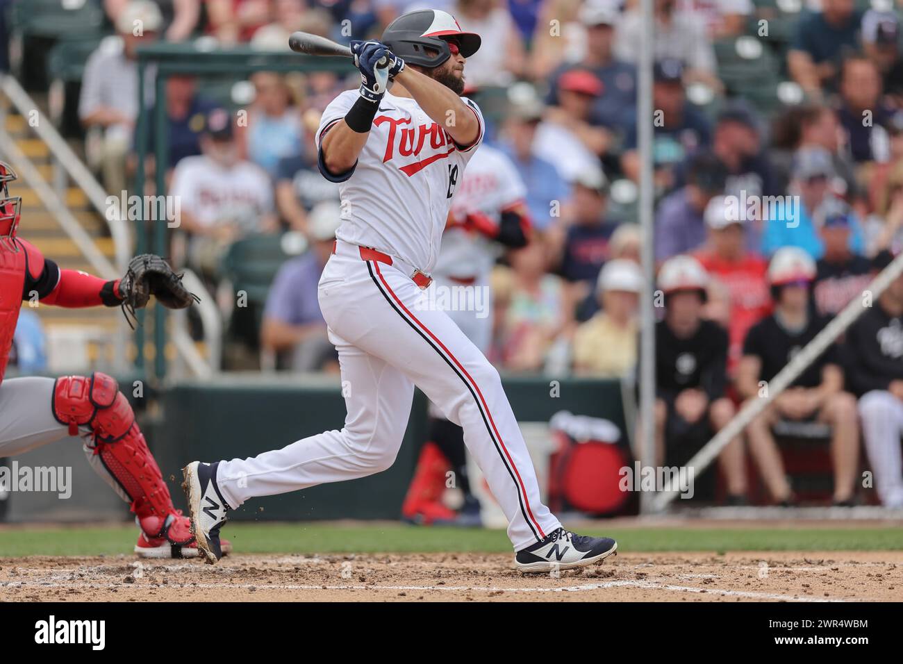 Fort Myers, FL: Minnesota Twins outfielder Alex Kirilloff (19) grounds ...