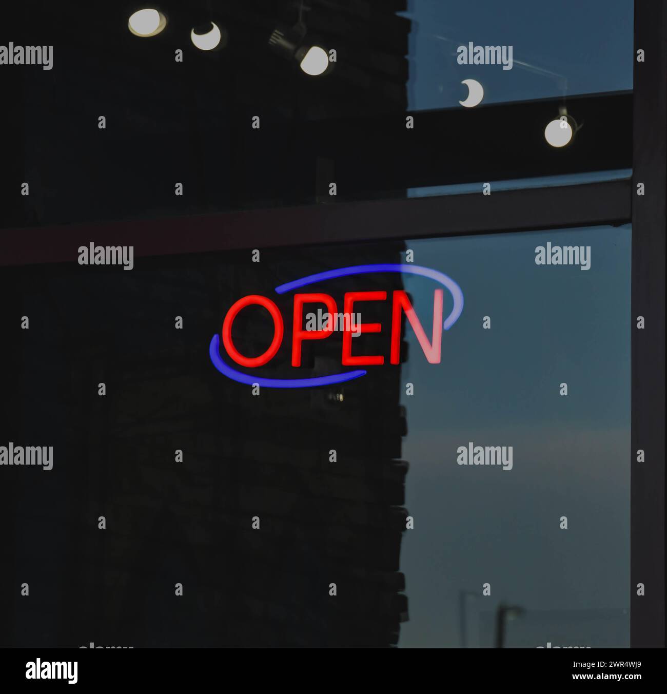 Lighted open sign hi-res stock photography and images - Alamy