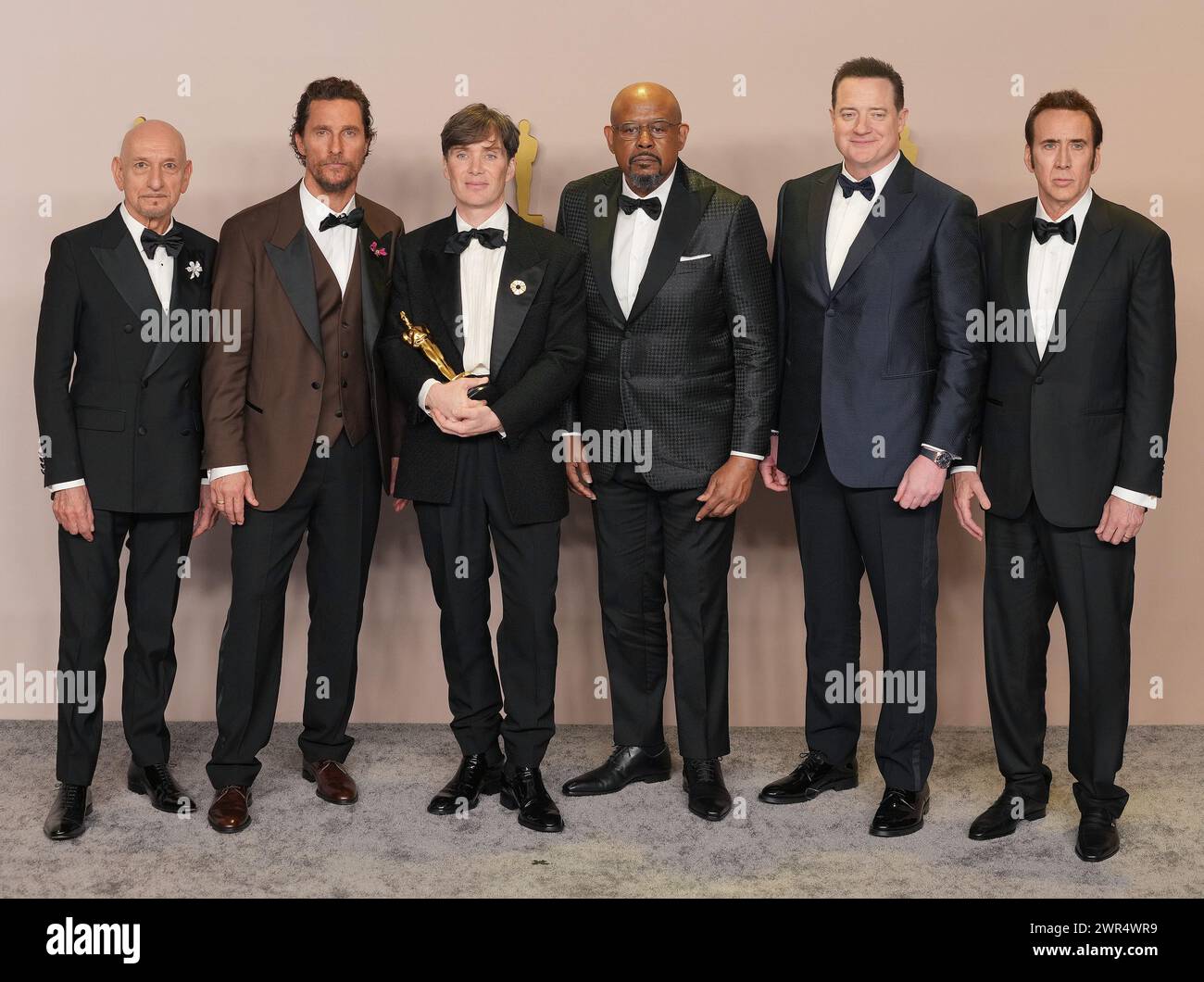(L-R) Sir Ben Kingsley, Matthew McConaughey, Cillian Murphy, winner of ...