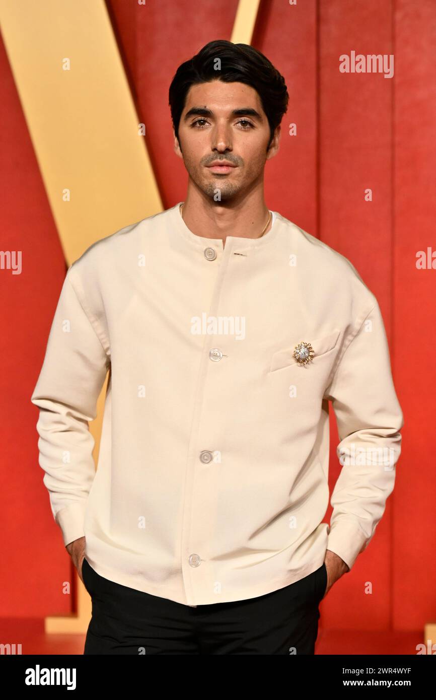 Taylor Zakhar Perez arrives at the Vanity Fair Oscar Party on Sunday ...