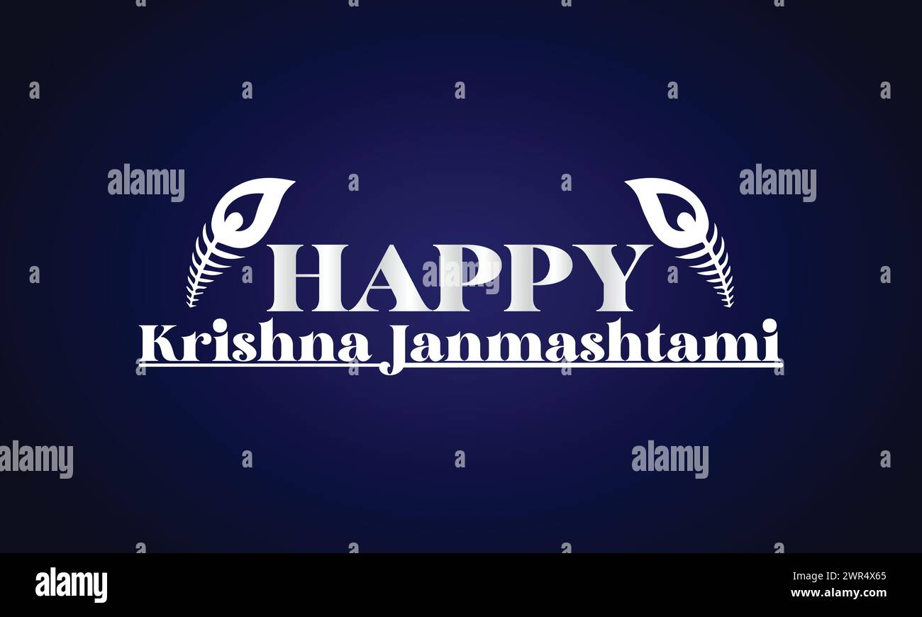 Happy Krishna Janmashtami Stylish text illustration design Stock Vector ...