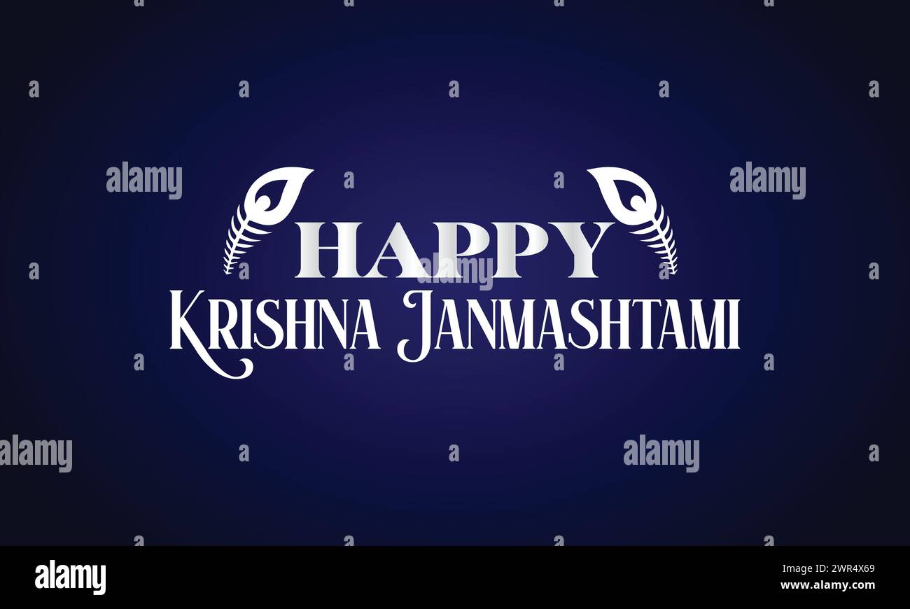 Happy Krishna Janmashtami Stylish text illustration design Stock Vector ...