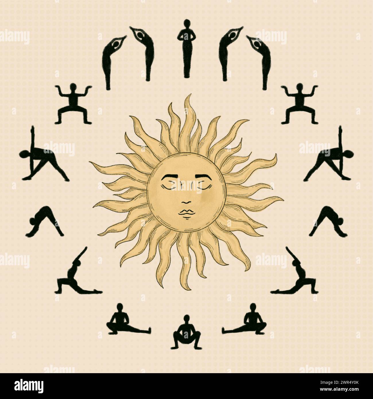 Yoga Asana, Surya Namaskar, a sequence. Human figure yoga poses in ... Yoga Asana, Surya Namaskar, a sequence. Human figure yoga poses in ...