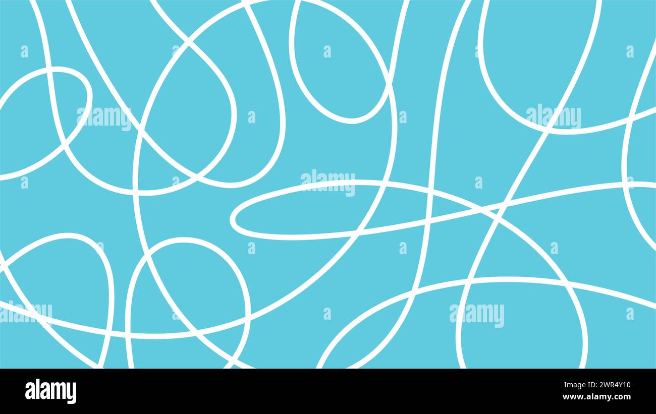 Wide abstract background with hand drawn white line, doodle. Horizontal ...