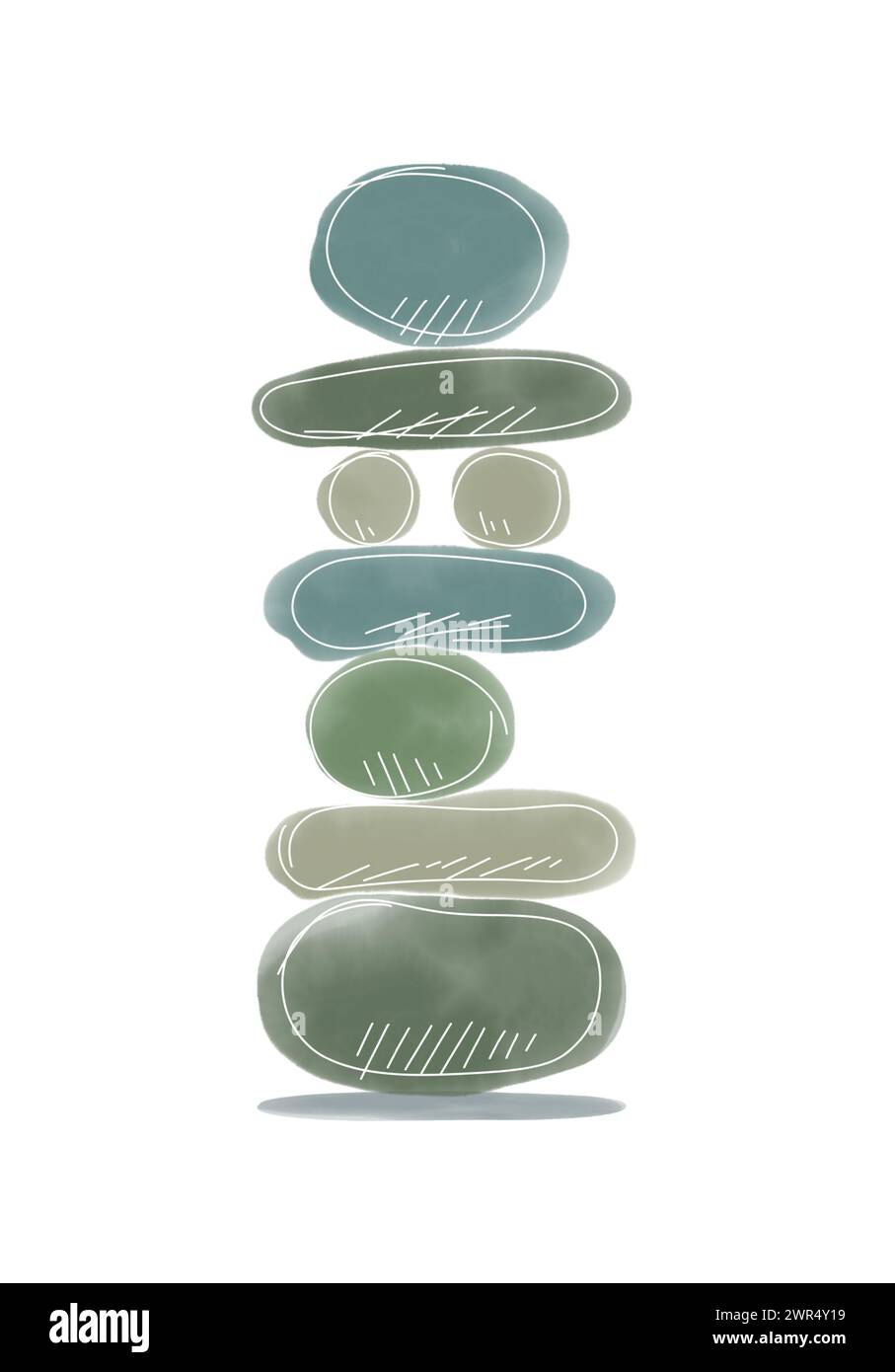 Zen stones, creative geometric shape pebble pyramid isolated on white ...