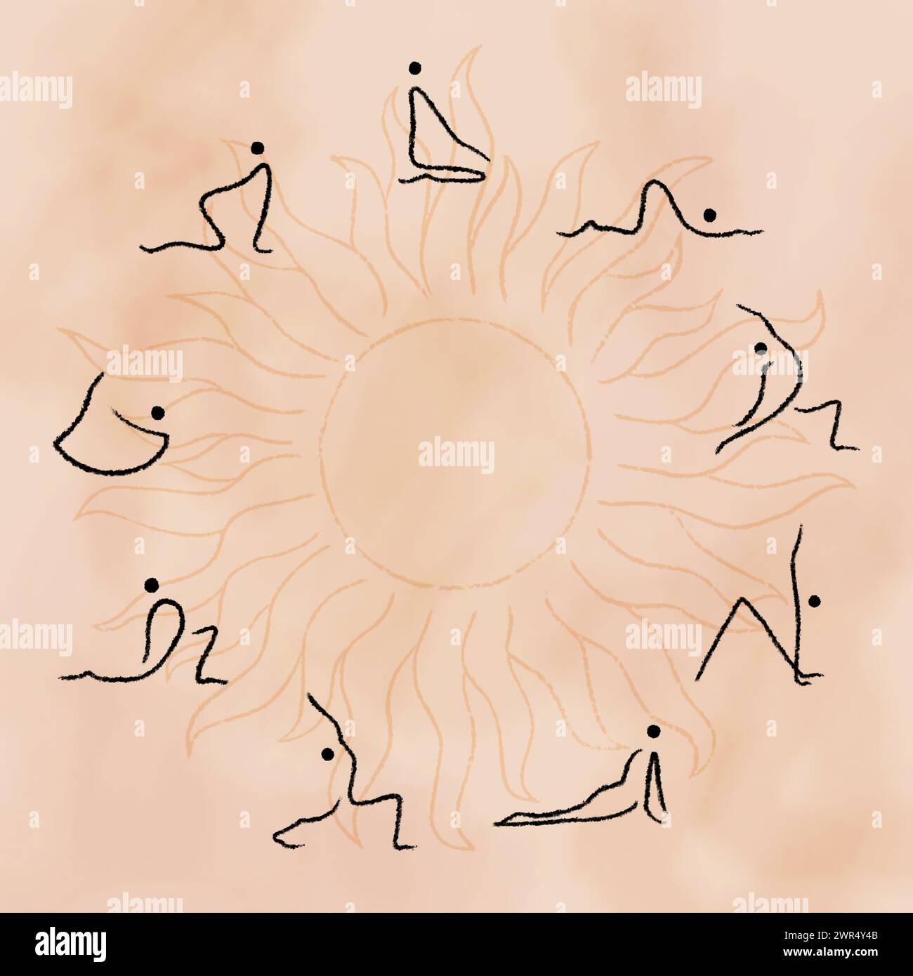 Hatha yoga poses set. Yogi in different asanas. Simple, minimal style ...