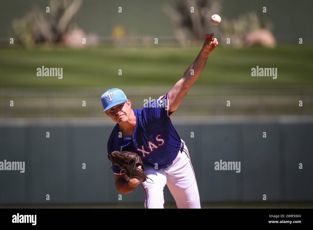 Texas Rangers starting pitcher Cody Bradford (61) throws against the ...