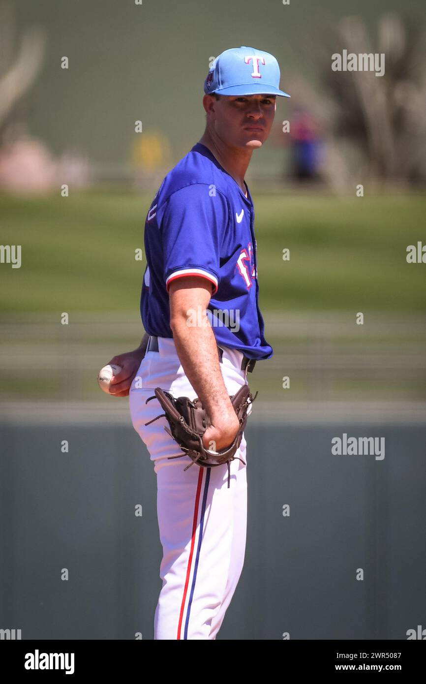 Texas Rangers starting pitcher Cody Bradford (61) throws against the ...