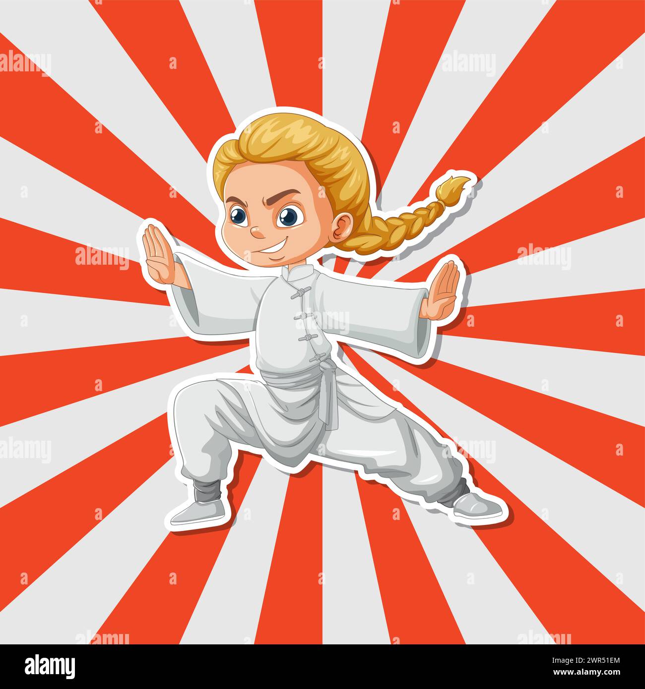Cartoon girl performing martial arts stance Stock Vector Image & Art ...