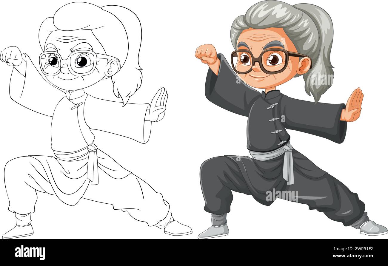 Colorful and line art karate characters Stock Vector Image & Art - Alamy
