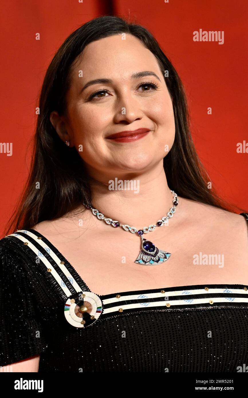Lily Gladstone arrives at the Vanity Fair Oscar Party on Sunday, March ...