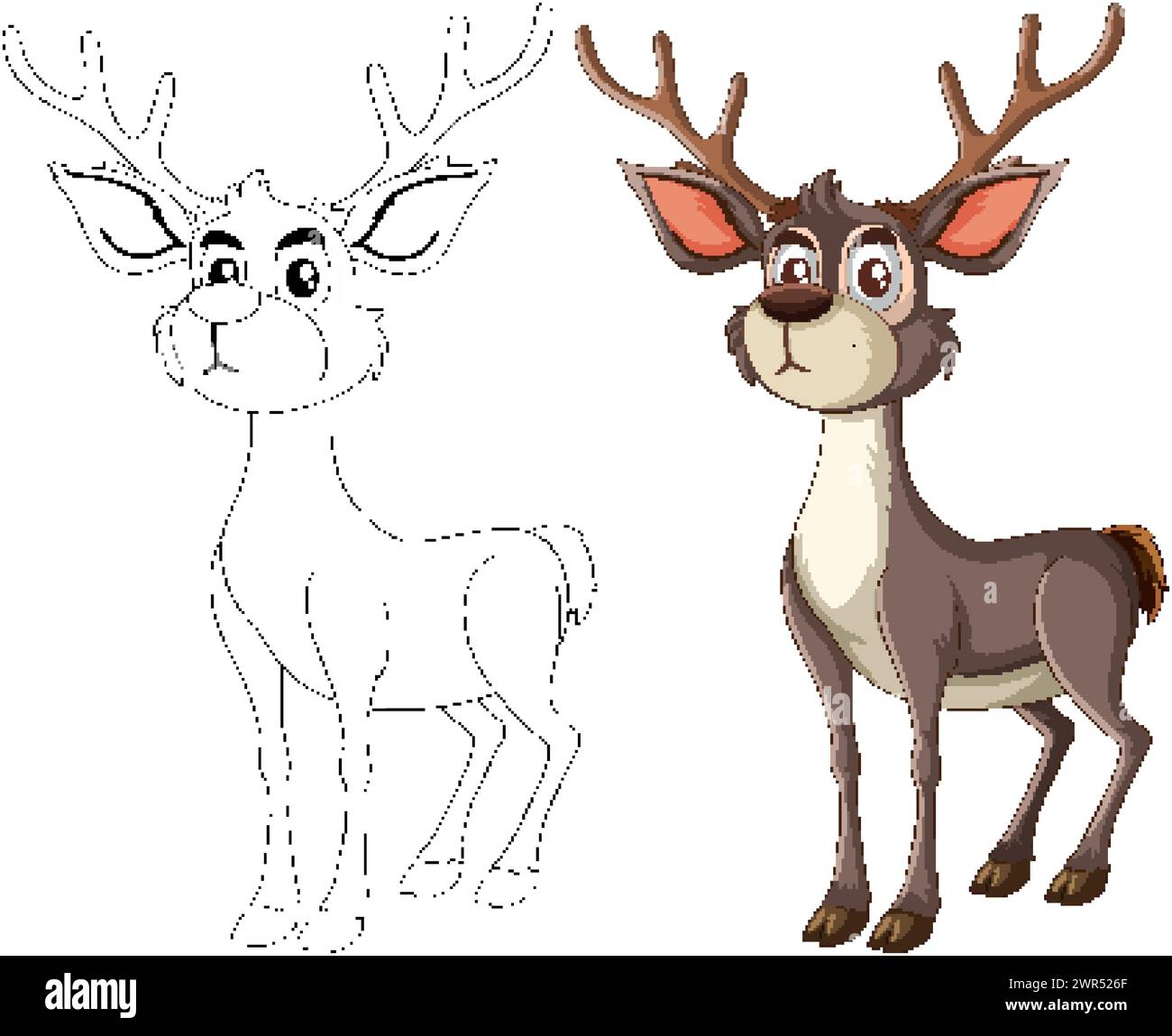 Two reindeer illustrated in color and outline Stock Vector Image & Art ...