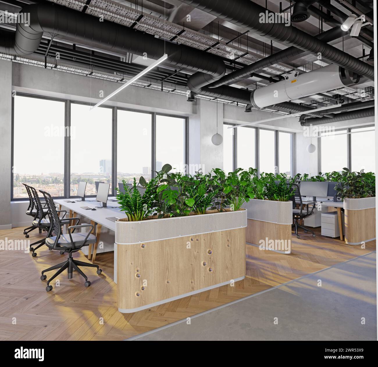 modern office interior with plants Stock Photo - Alamy