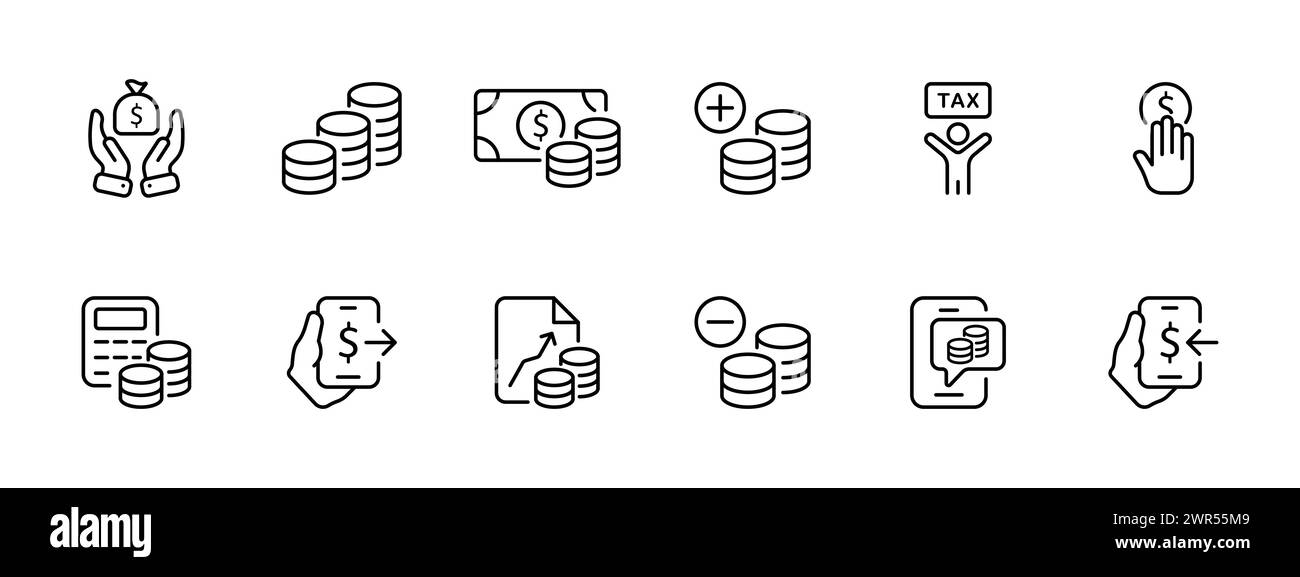 Money set icon. Currency storage, accumulation, different types of ...