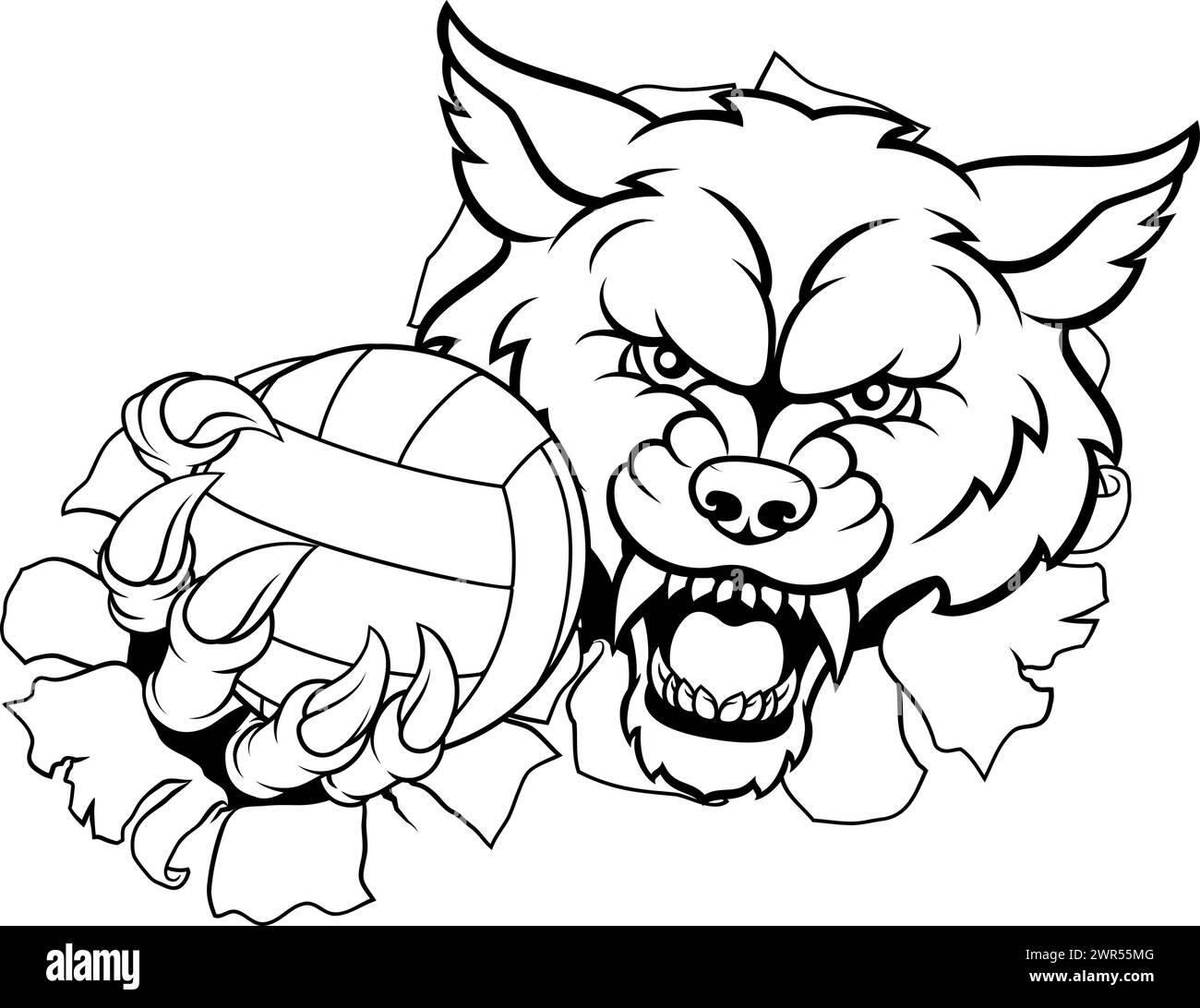 Wolf Werewolf Volleyball Volley Ball Claw Mascot Stock Vector Image ...