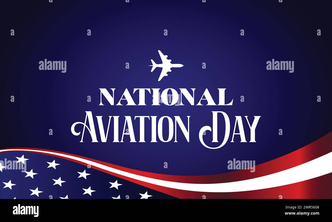 National Aviation Day stylish text with usa flag illustration design ...