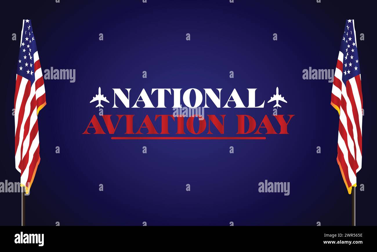 National Aviation Day stylish text with usa flag illustration design ...