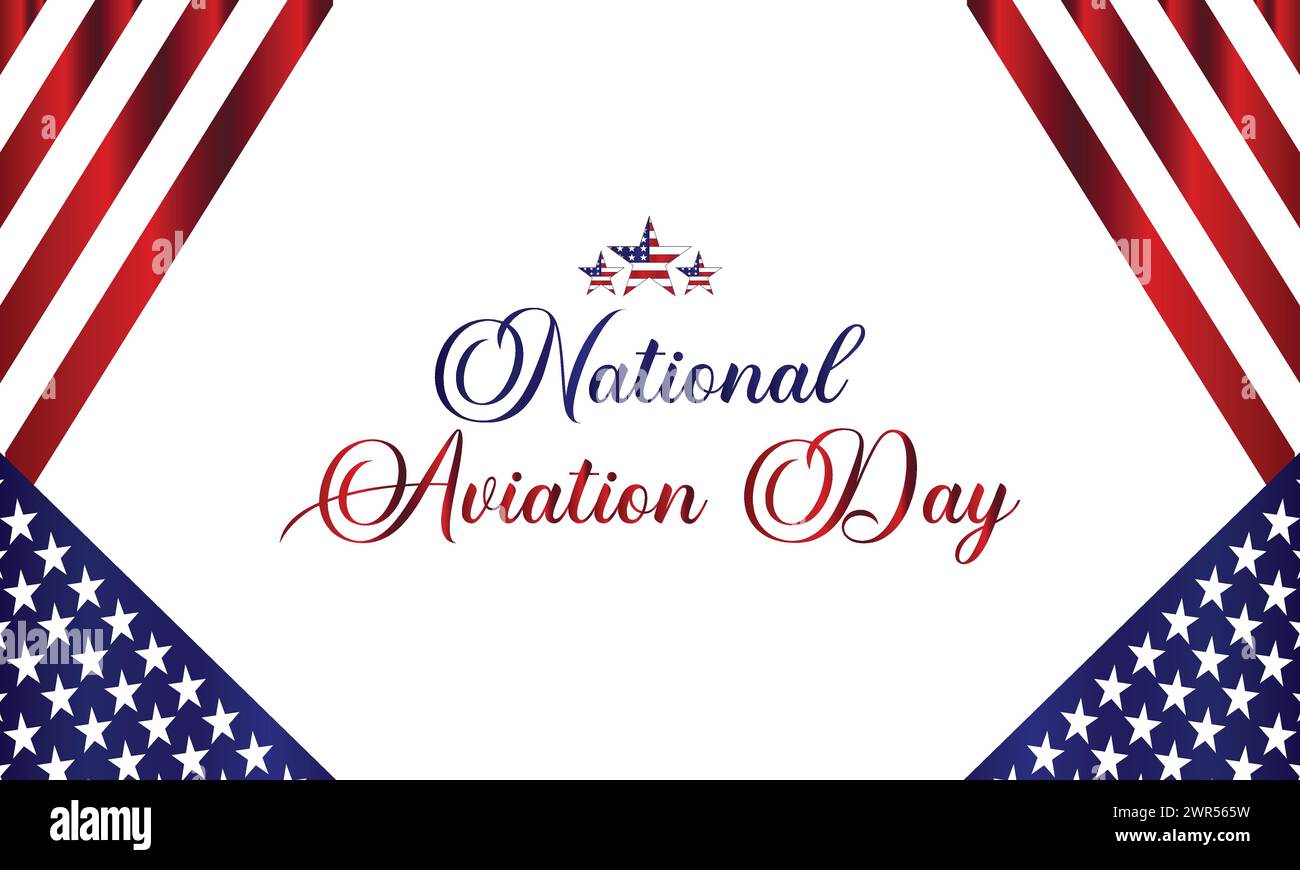 National Aviation Day stylish text with usa flag illustration design ...