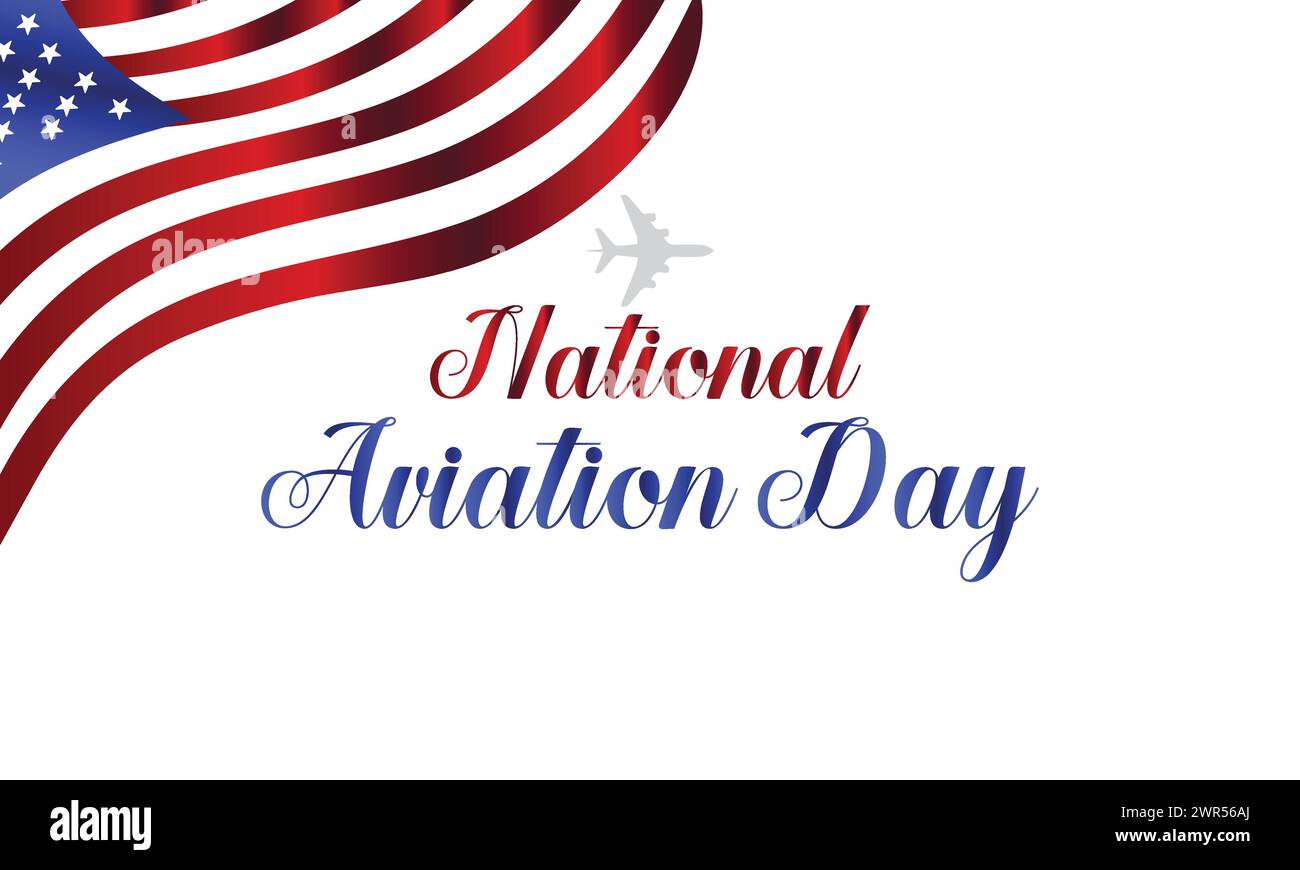 National Aviation Day stylish text with usa flag illustration design ...