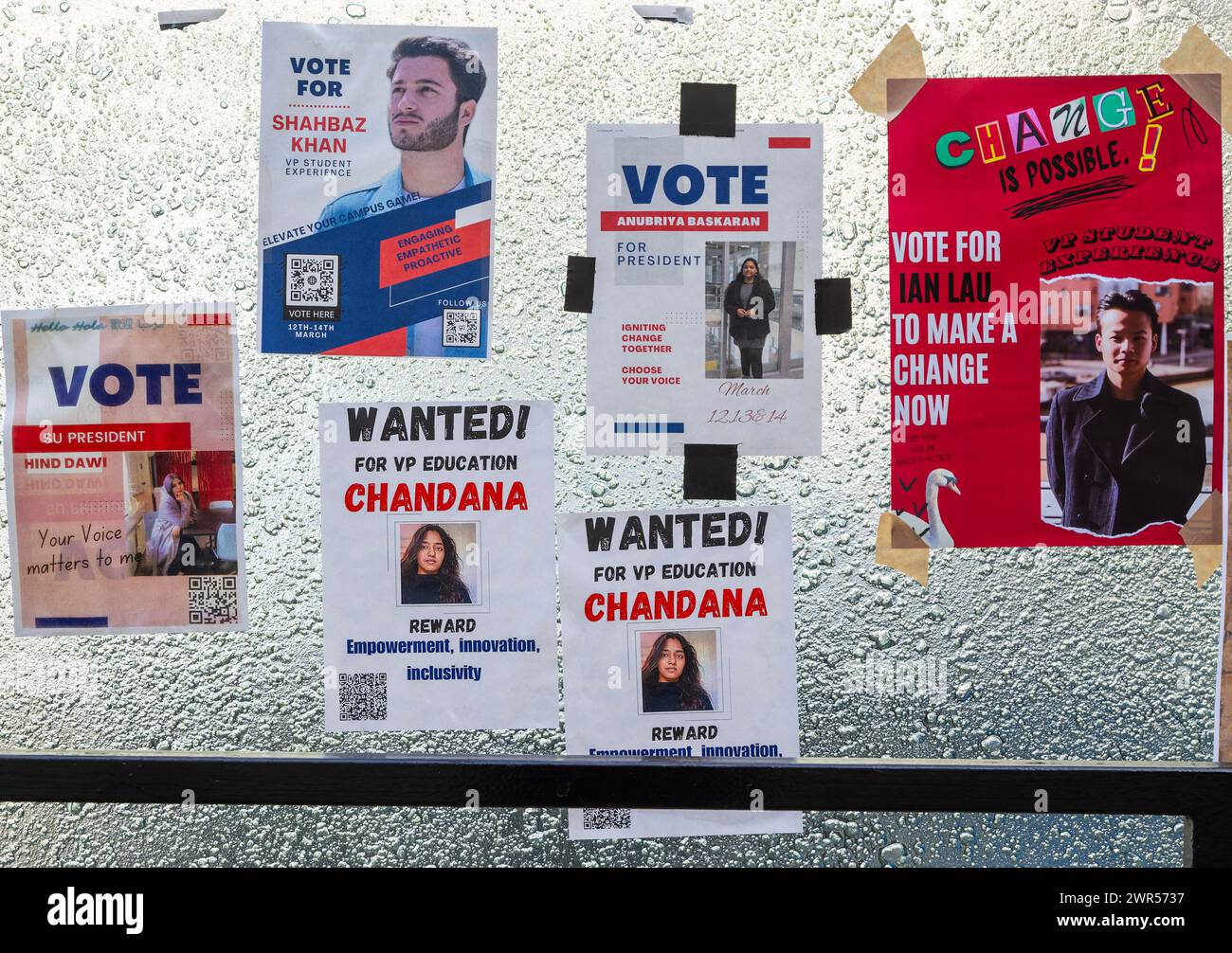 Election posters for student elections, University of Essex, Colchester ...