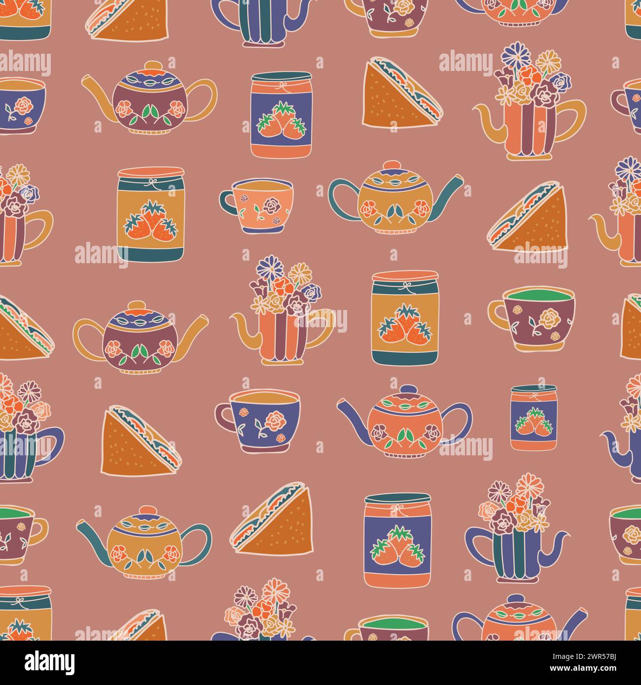 Table set for afternoon tea Stock Vector Images - Alamy