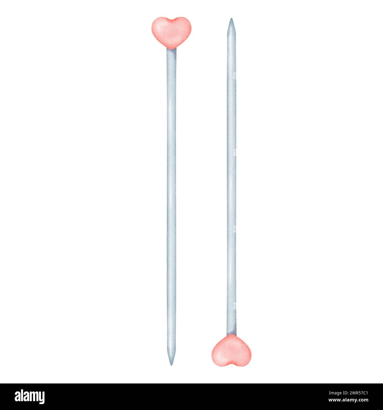 Metal knitting needles enhanced with charming plastic heart-shaped ...