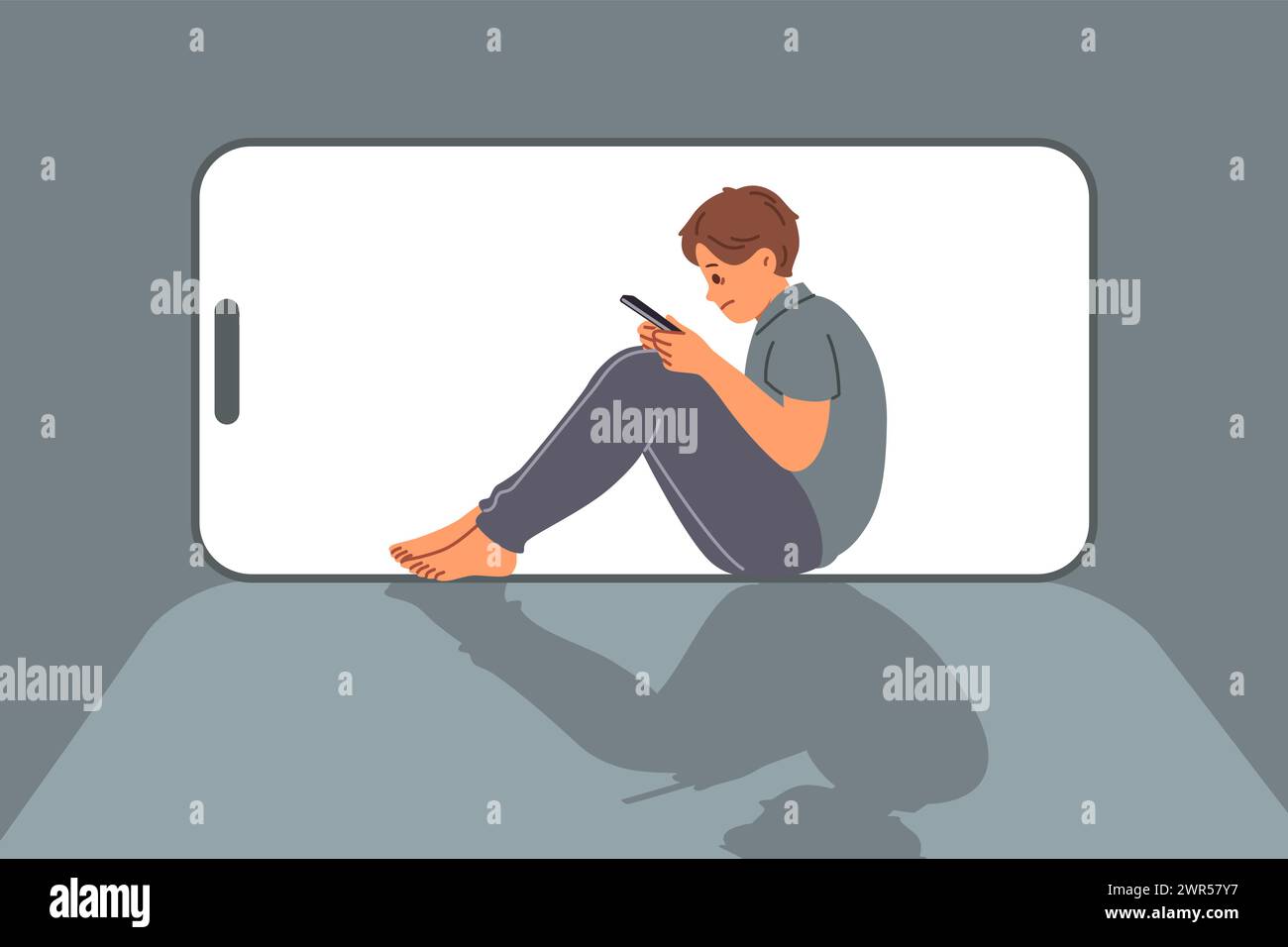 Boy suffers from digital addiction and uncontrollably uses mobile phone ...