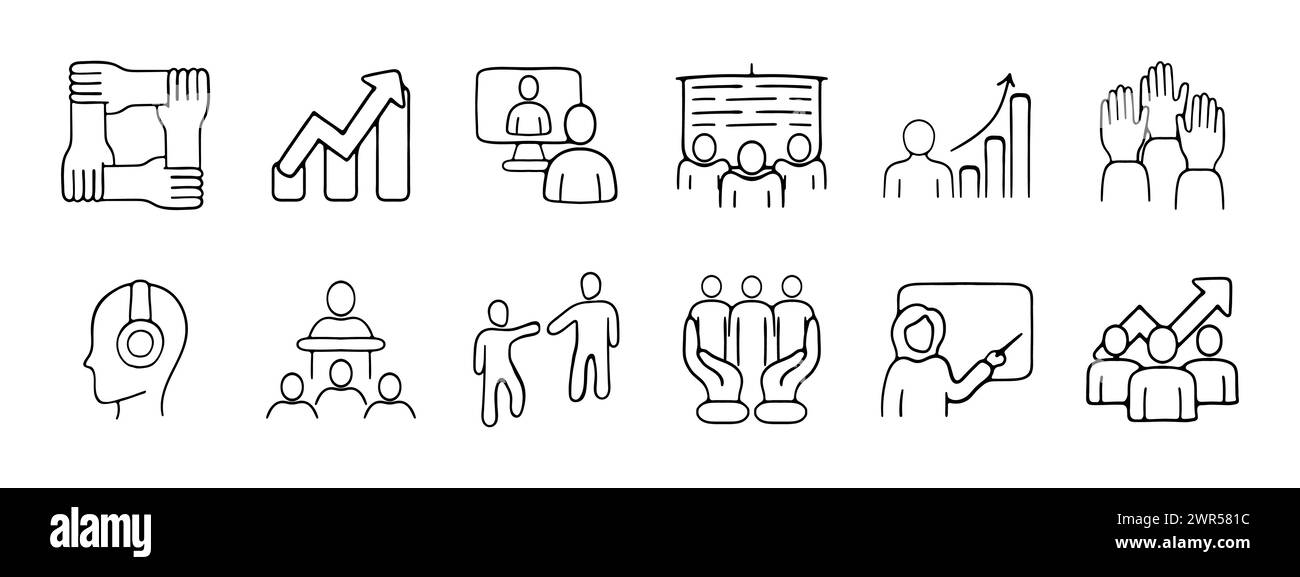 Teamwork set icon. Supporting each other, success, broadcast, joint ...