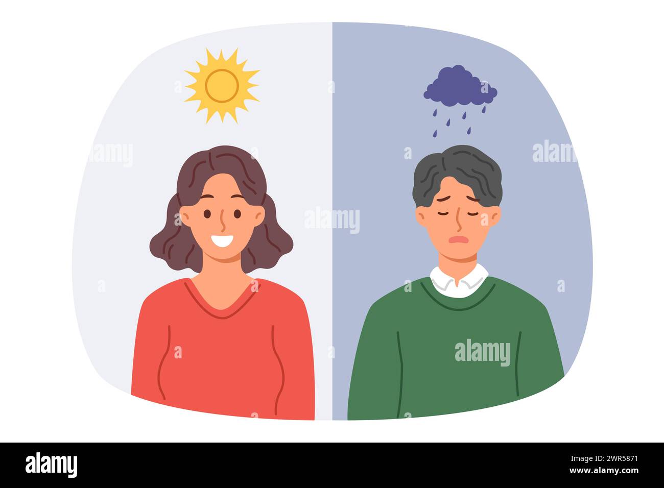 Influence climate on mood causes joy in woman during sunny weather or ...