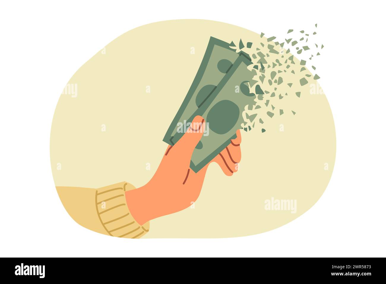 Money in person hands quickly disappears due to high inflation caused ...