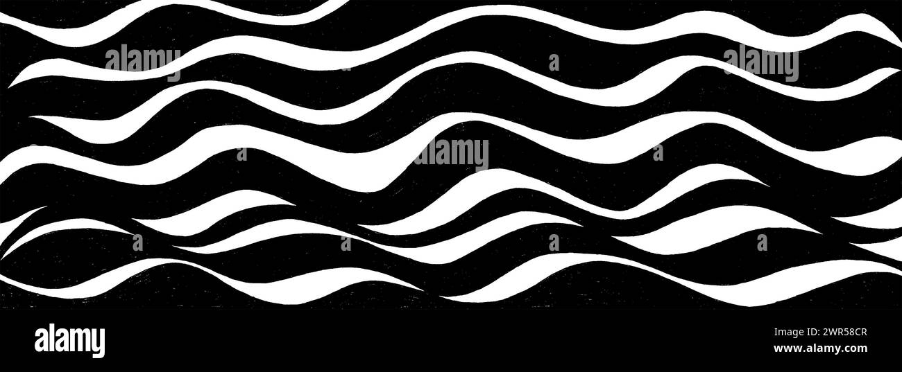 Abstract background. Horizontal wavy lines of different thickness and ...