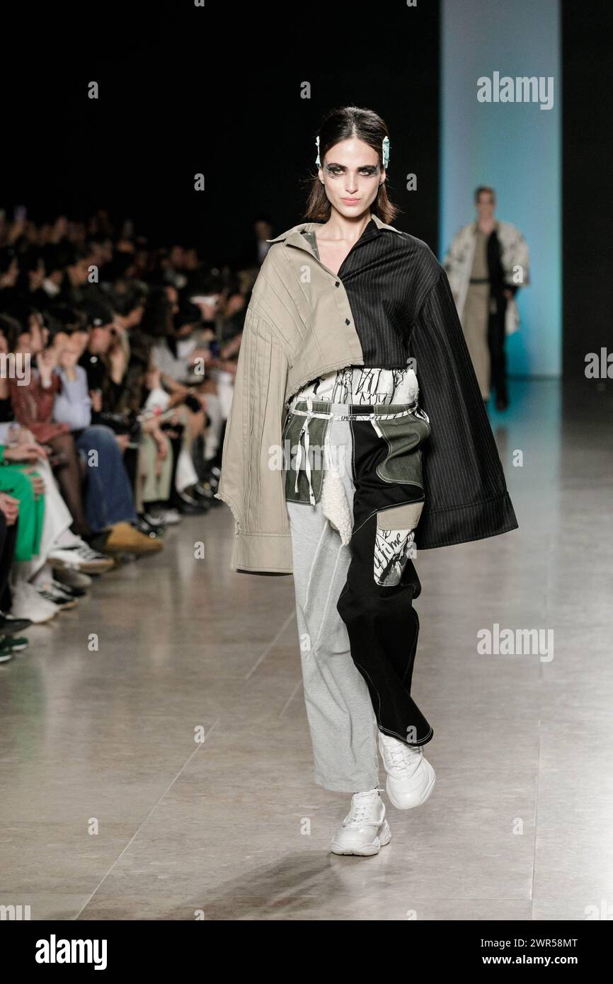 A model walks the runway at the DuarteHajime show during the Lisbon ...