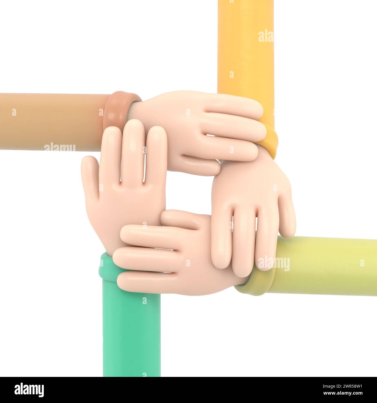 Cartoon Gesture Icon Mockup.Four diverse men holding each others wrists ... Cartoon Gesture Icon Mockup.Four diverse men holding each others wrists ...