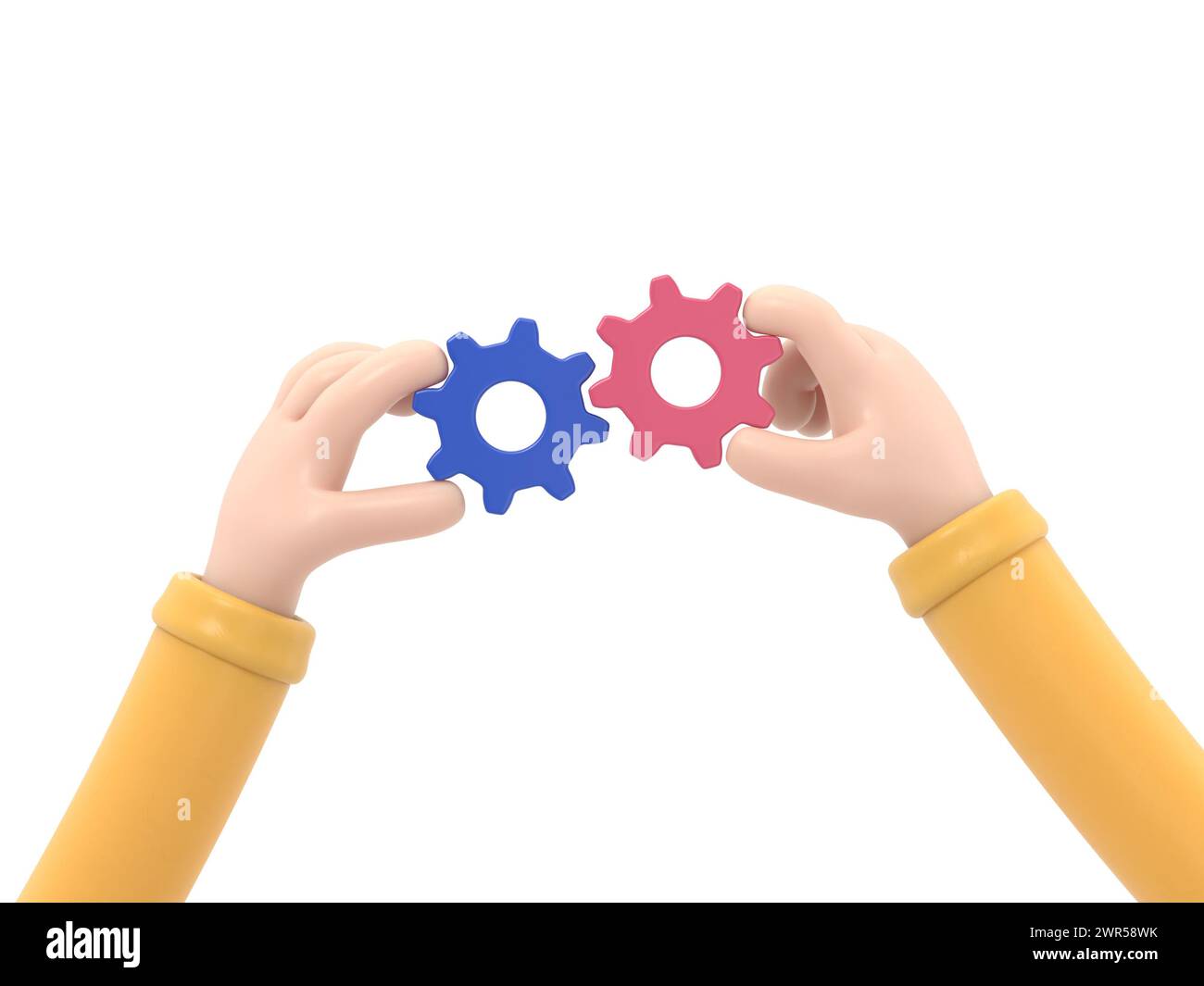 Cartoon Gesture Icon Mockup.Hand drawn 3D illustration of two hands ...