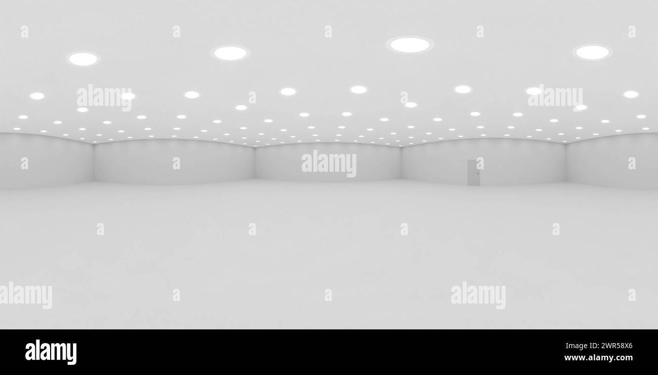 Bright white room with ceiling lights 360 panorama vr environment map ...