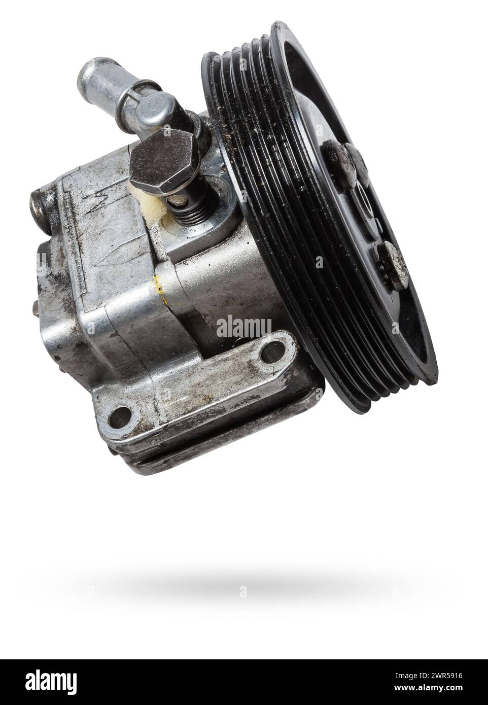 Vane pump or hydraulic power steering pump on a white background engine ...