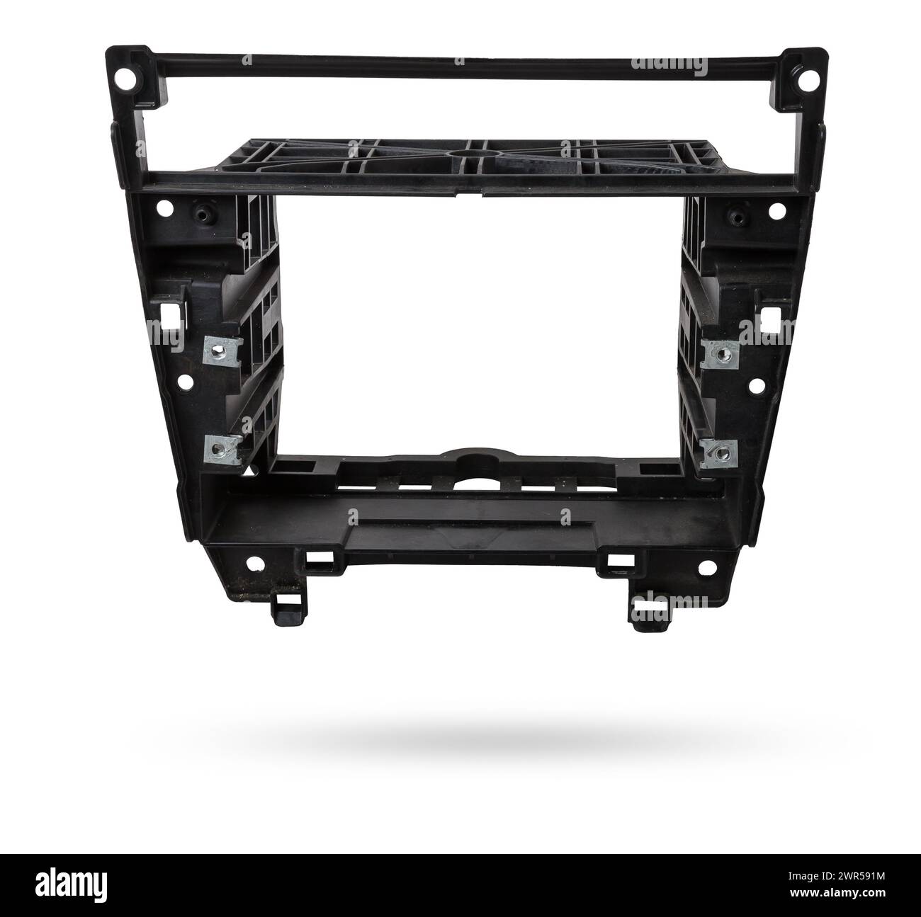 frame bracket of car 2din radio made of plastic on a white isolated ...