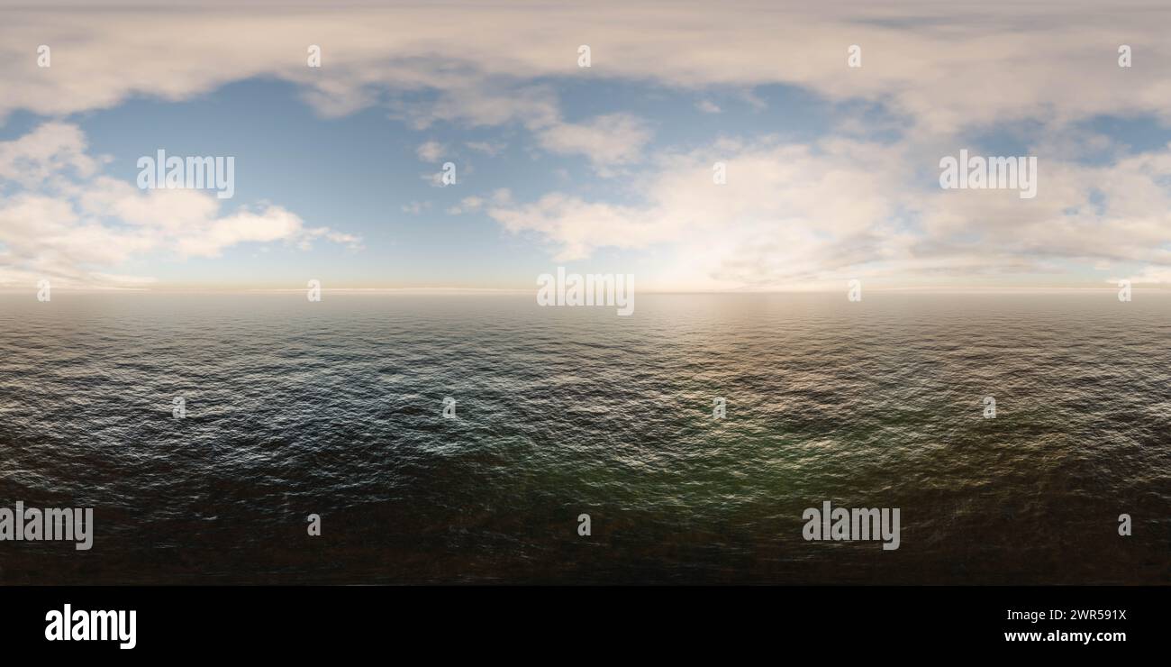 Clouds reflecting on a large body of water 360 panorama vr environment ...