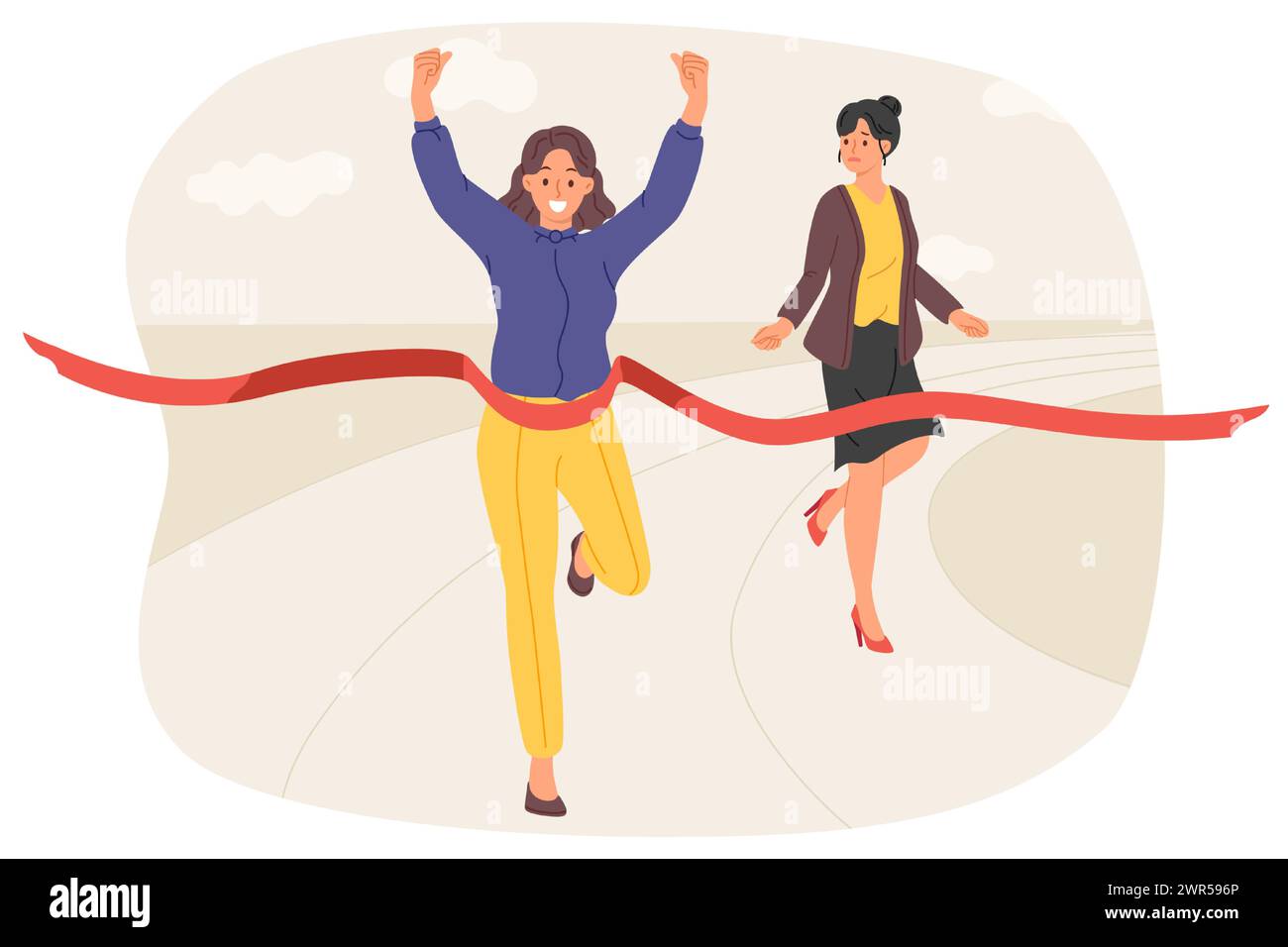Business woman won running race, overtaking competitor and crossing ...