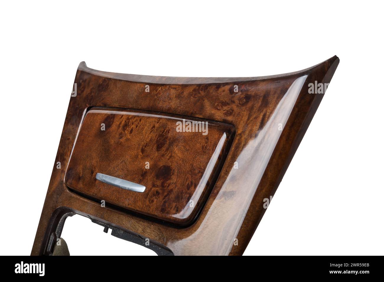 Wooden Lining Of A Car Gearbox Selector On A White Isolated Background
