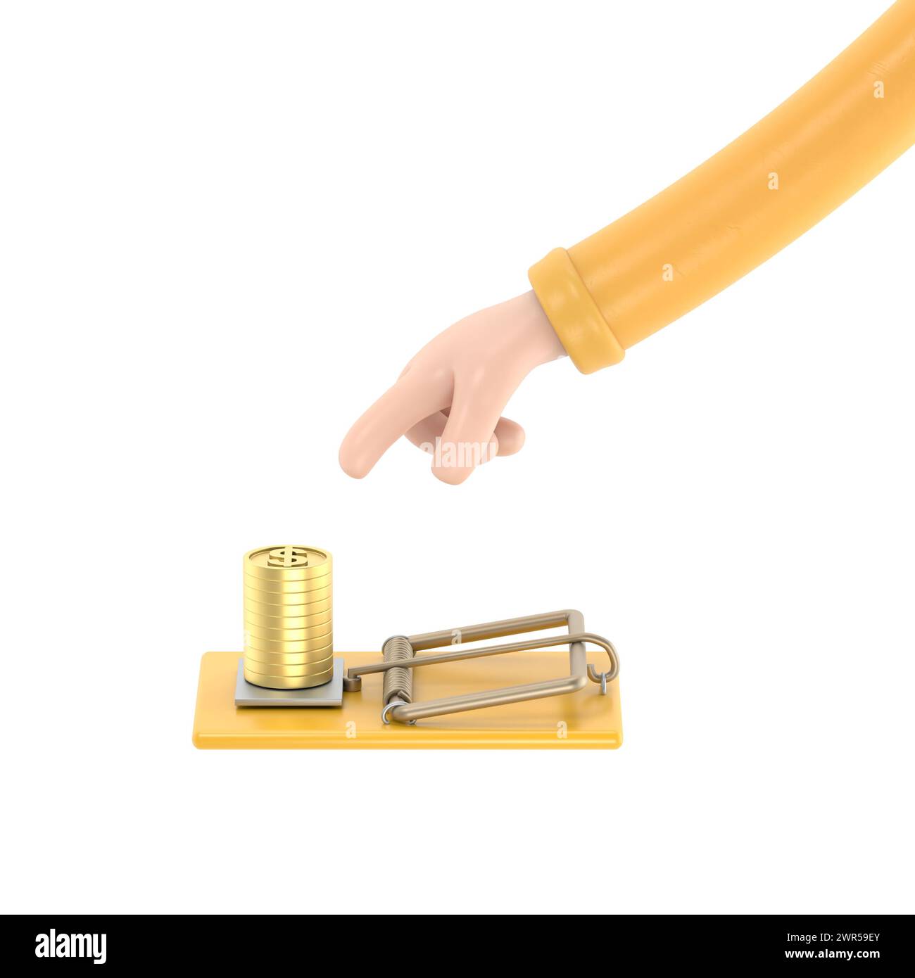 Cartoon Gesture Icon Mockup.Businessman hand try to pick money from ...