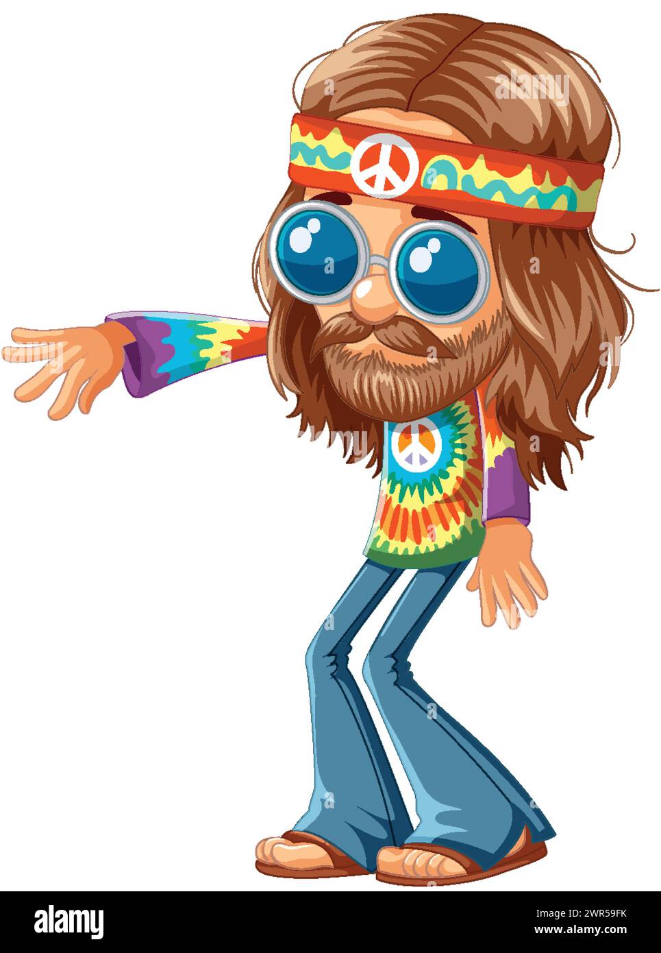 Cartoon hippie with peace sign and sunglasses Stock Vector Image & Art ...