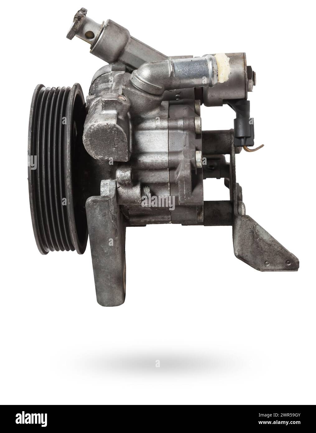 Vane pump or hydraulic power steering pump on a white background engine ...
