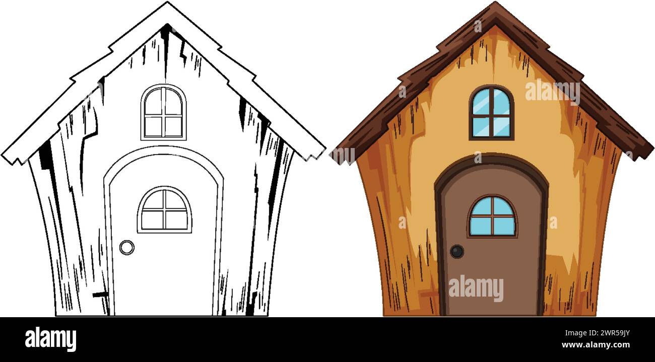 Two stages of a house illustration, sketch to color Stock Vector Image ... Two stages of a house illustration, sketch to color Stock Vector Image ...