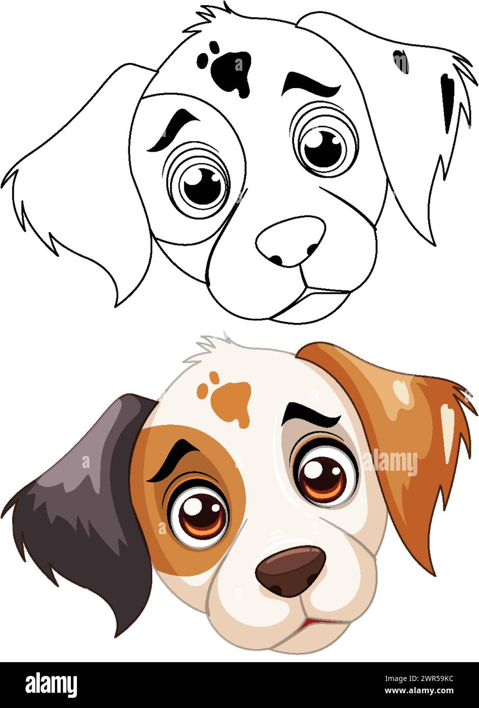Vector illustration of a cute, expressive puppy face Stock Vector Image ...